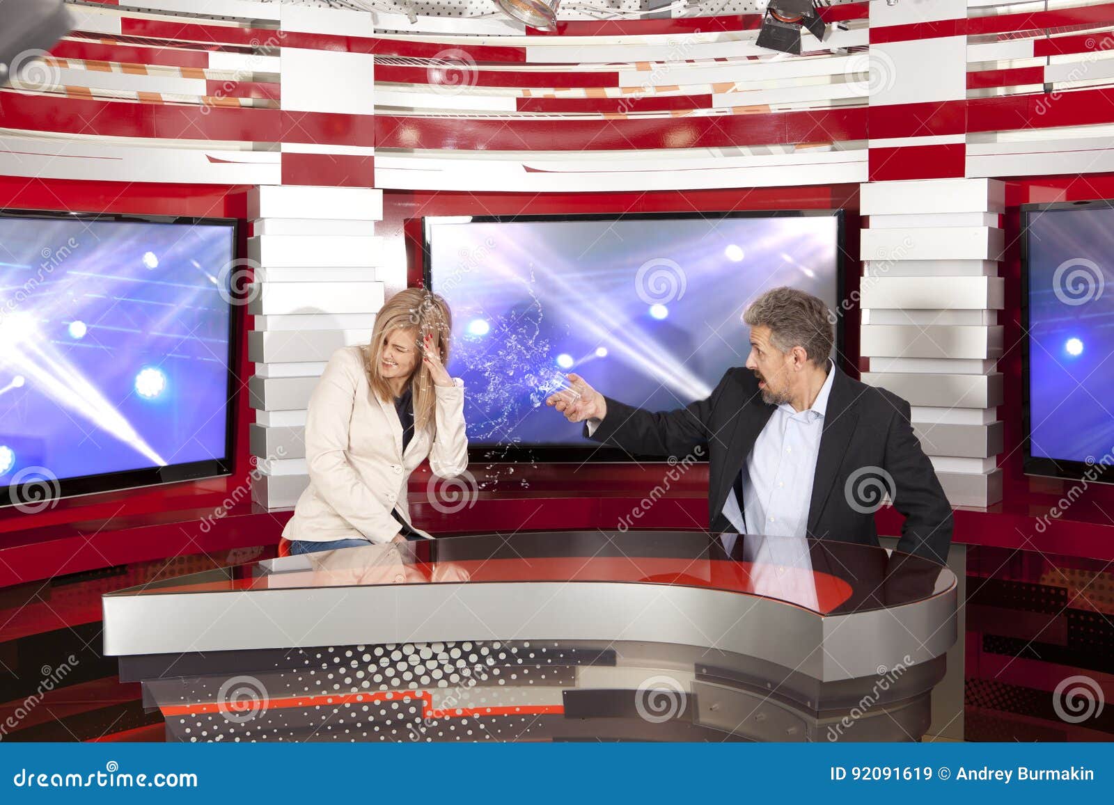 Conflict in the Television Studio Stock Image - Image of anchorperson ...