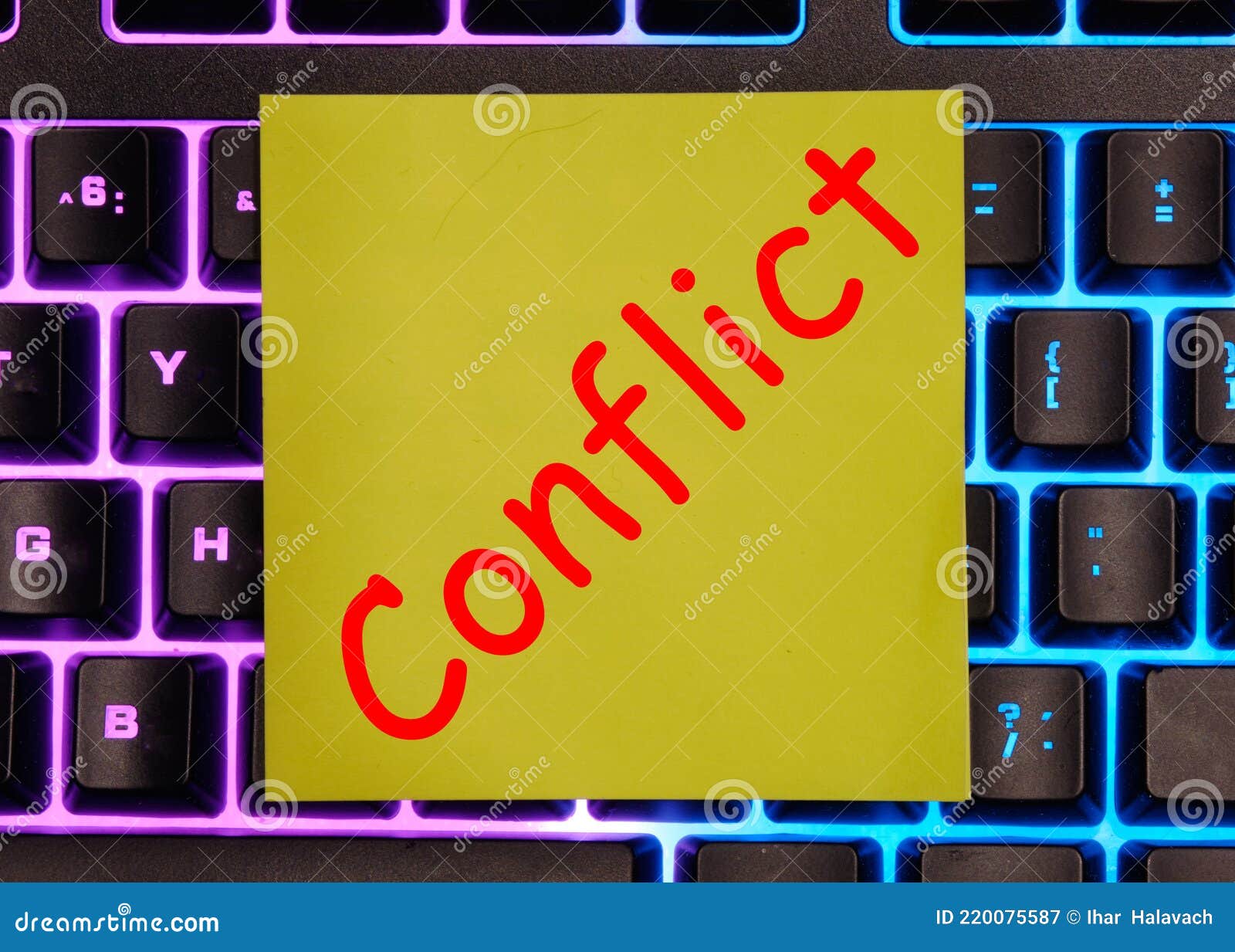 Conflict Text on a Yellow Piece of Paper on the Keyboard Stock Image ...