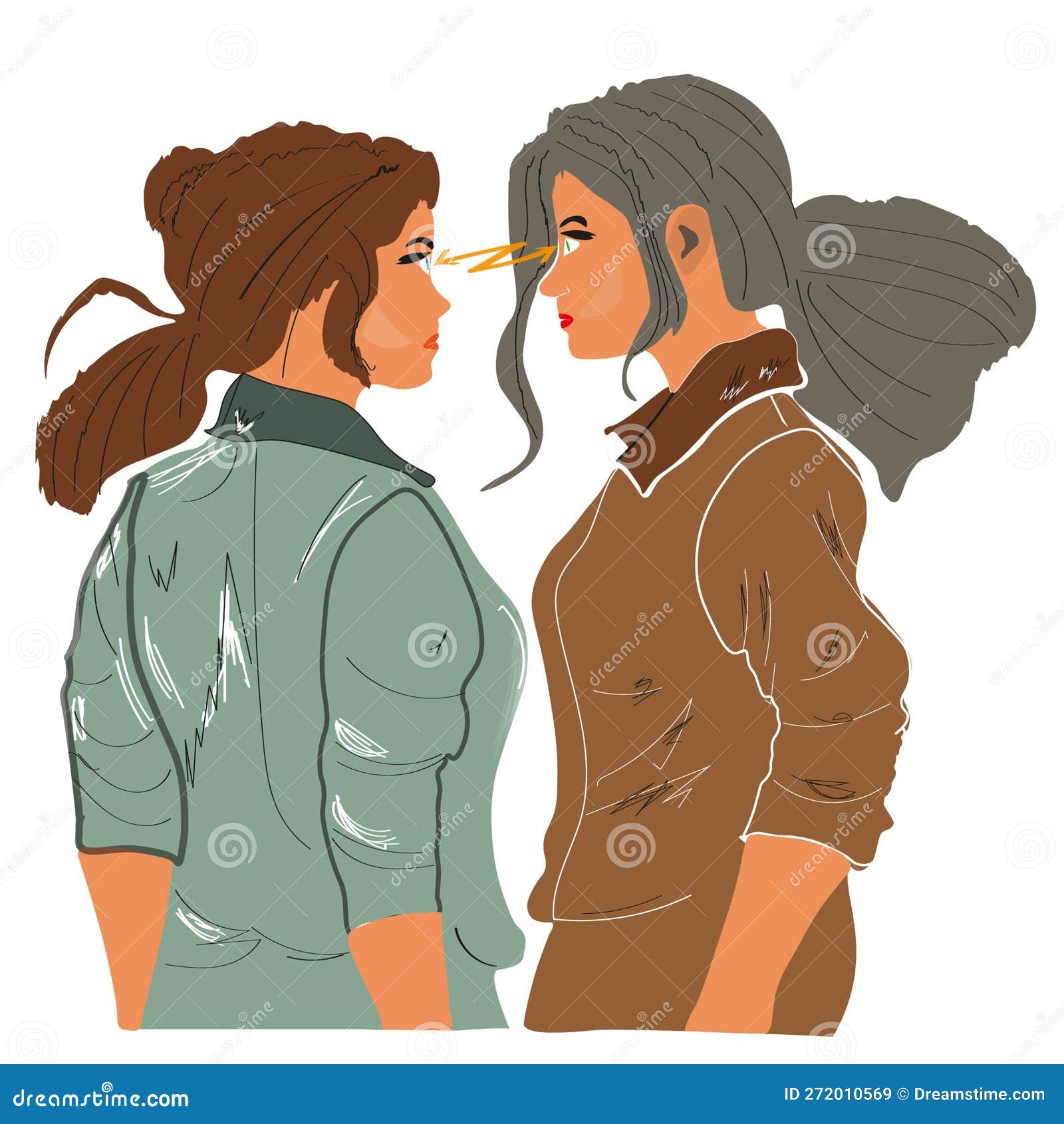 Conflict between Two Young Women Stock Vector - Illustration of organ ...