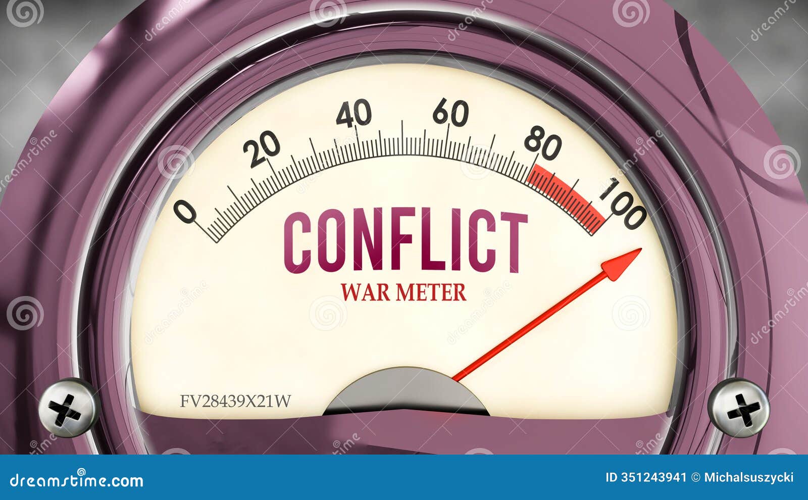 Conflict and War Meter that is Hitting a Full Scale, Showing a Very High Level of Conflict Stock ...