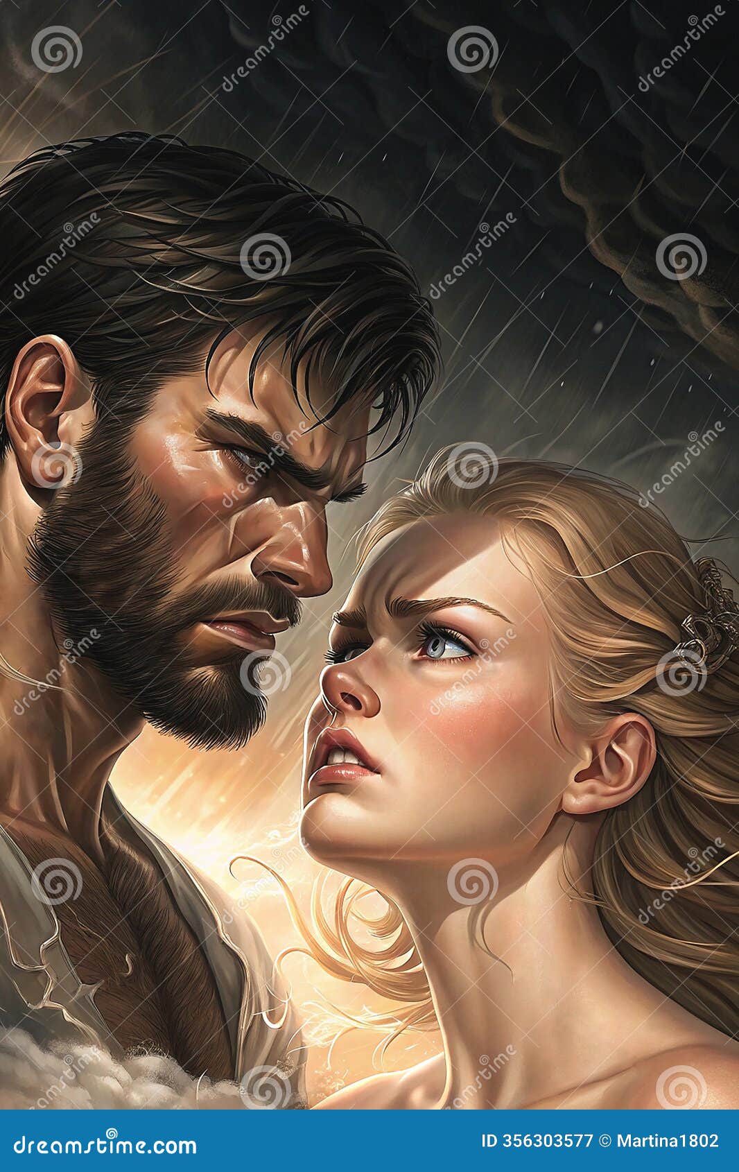 Conflicted man and woman stock illustration. Illustration of fighting ...