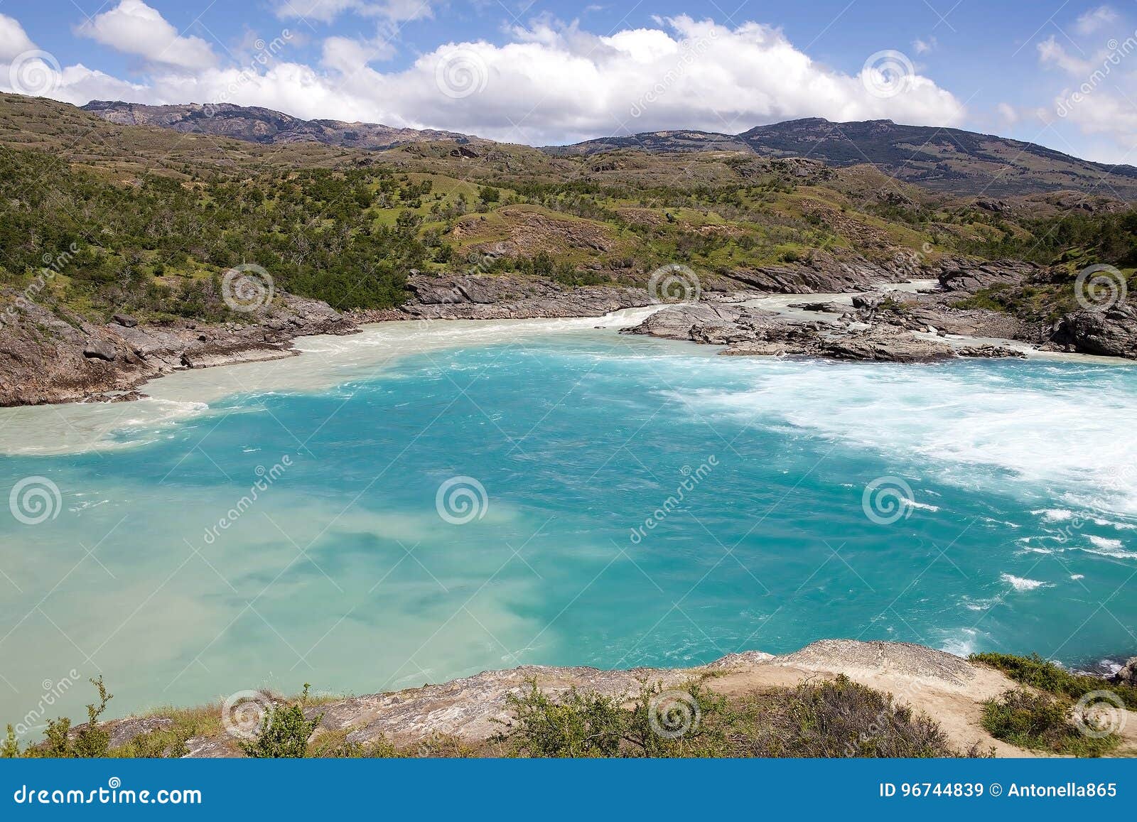 Confluence of Baker River and Nef River, Patagonia, Chile Stock Image ...