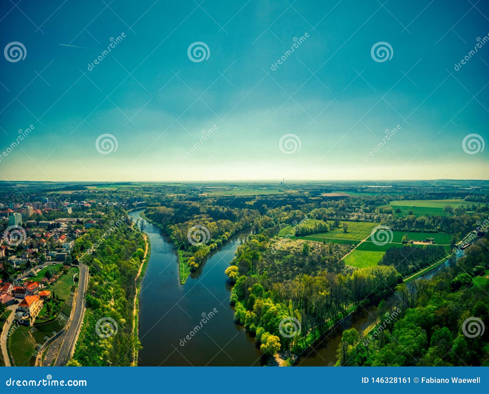 Confluence of the Elbe and Vltava Rivers Stock Image - Image of ...