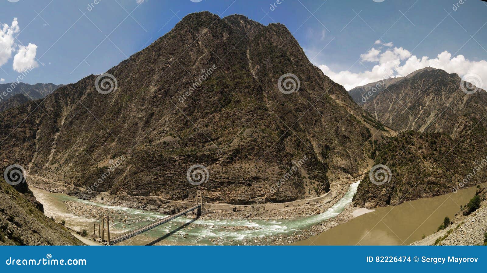 Confluence of Kondia and Indus Rivers, Gilgit-Baltistan Pakistan Stock ...