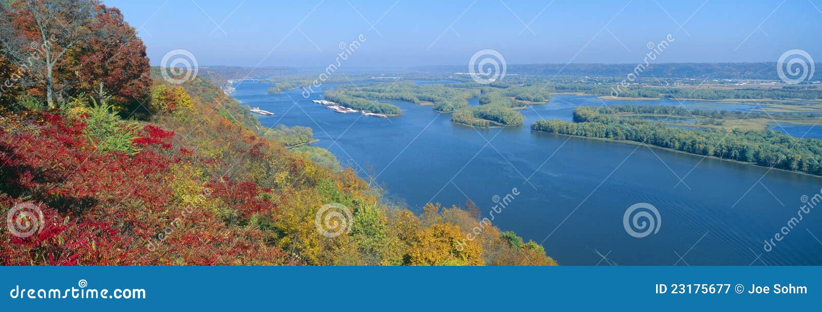Confluence of Mississippi and Wisconsin Rivers Stock Image - Image of ...