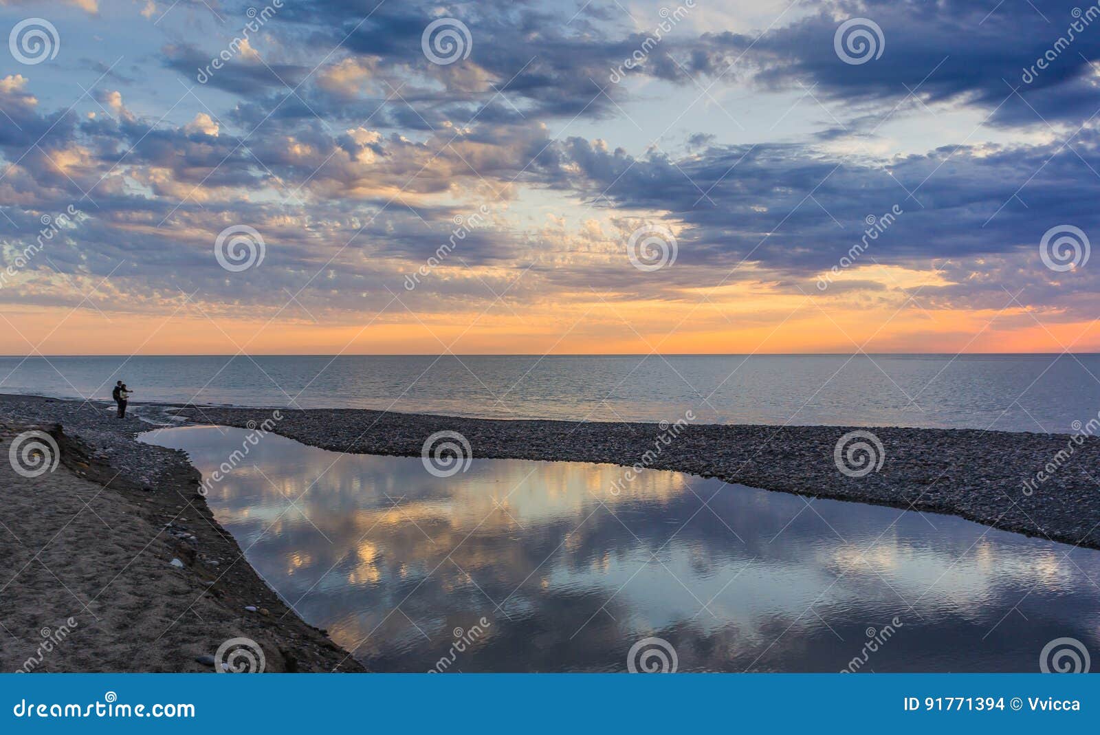 The Confluence of River and Sea Stock Photo - Image of sunset, bright ...