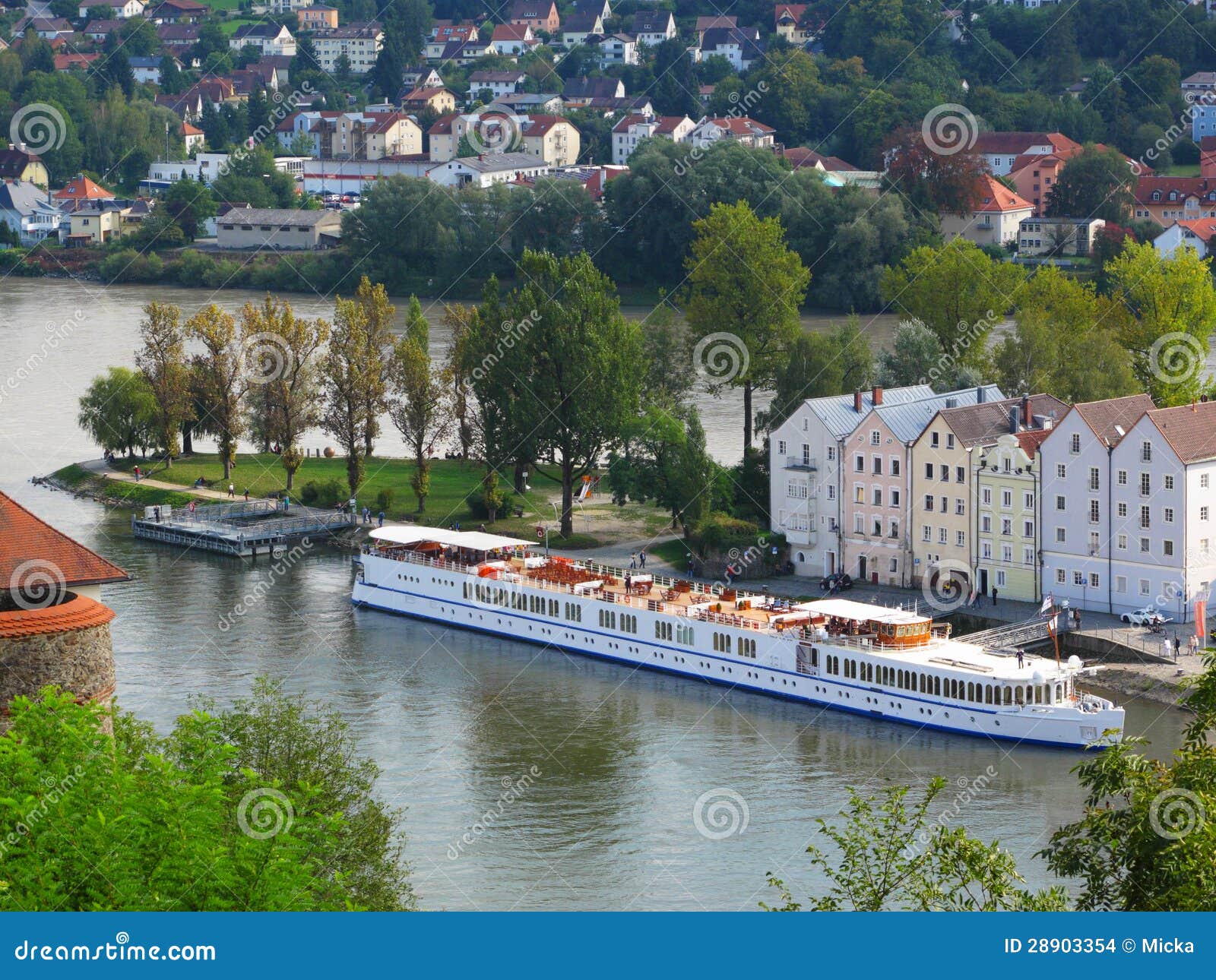 Confluence of Rivers Danube and Inn Stock Photo - Image of rock, german ...