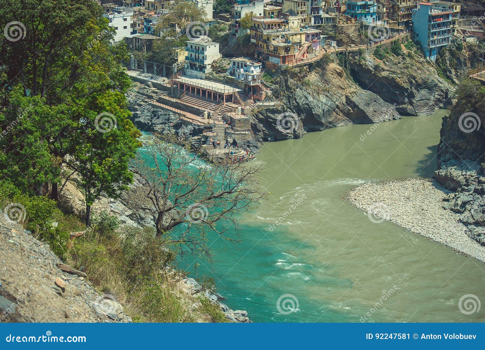 The Confluence of Two Rivers of Different Colors Stock Image - Image of ...