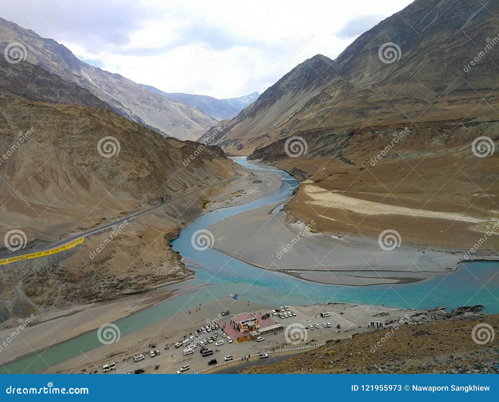 Confluence of the Two Rivers Stock Image - Image of confluence, ladakh ...