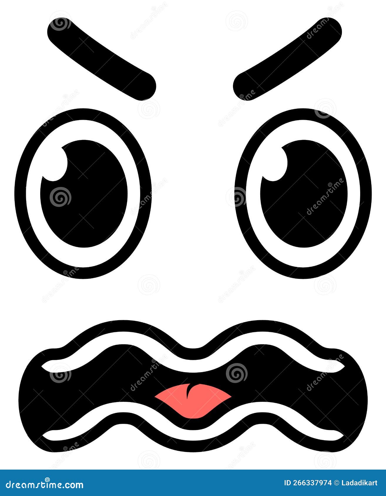 Confounded Face Expression. Unhappy Person Comic Doodle Stock Vector ...