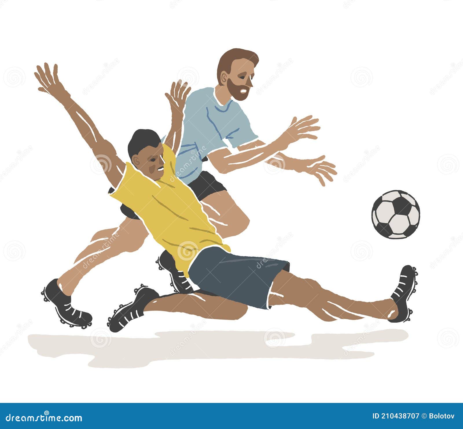 The Confrontation of Two Soccer Players. Win the Ball Stock Vector ...
