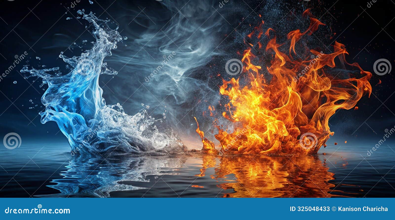 The Confrontation of Water Vs Fire Water and Flame Fire Reflection Fire ...