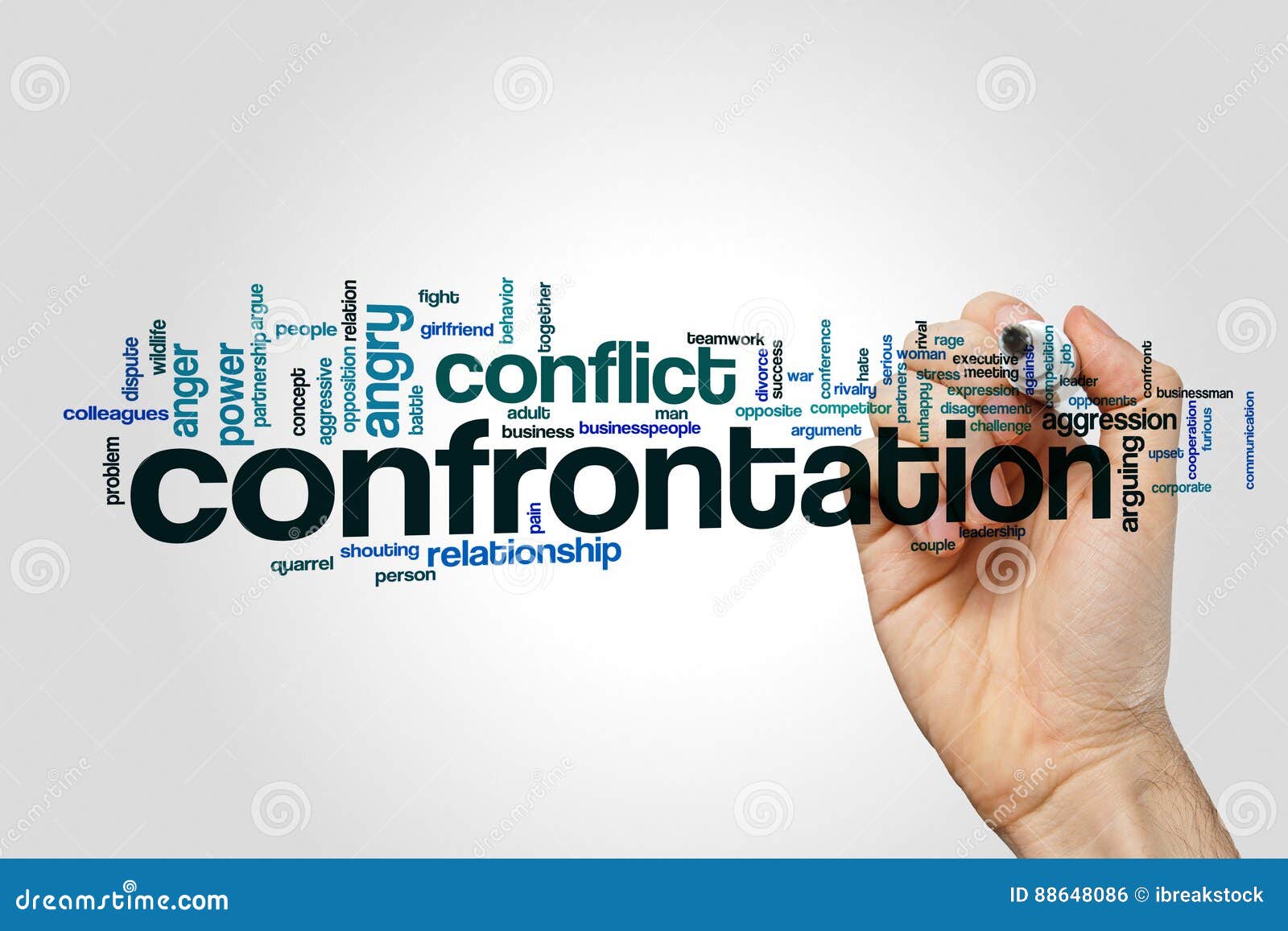 Confrontation Word Cloud Concept on Grey Background Stock Illustration ...