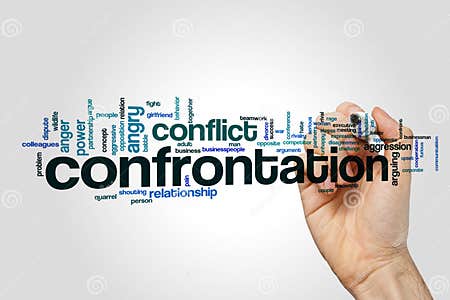 Confrontation Word Cloud Concept on Grey Background Stock Illustration ...