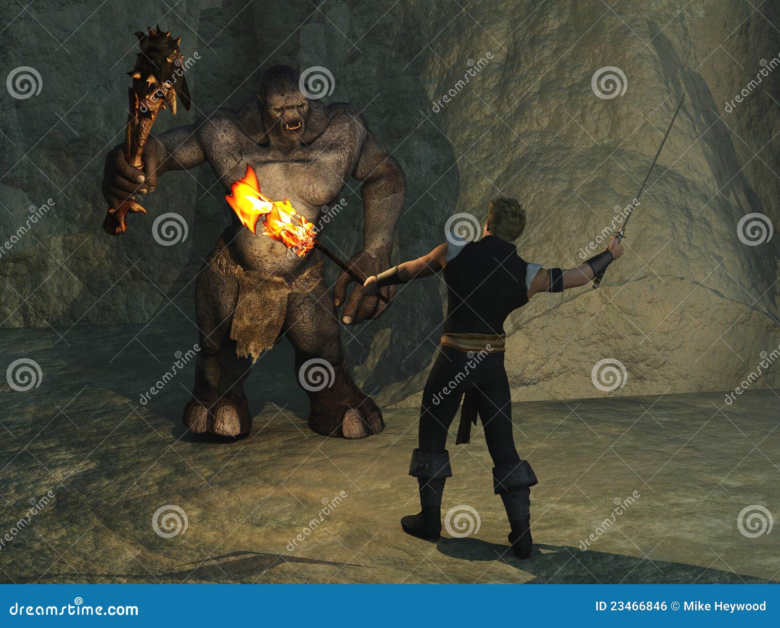 Confronting the cave troll stock illustration. Illustration of troll ...
