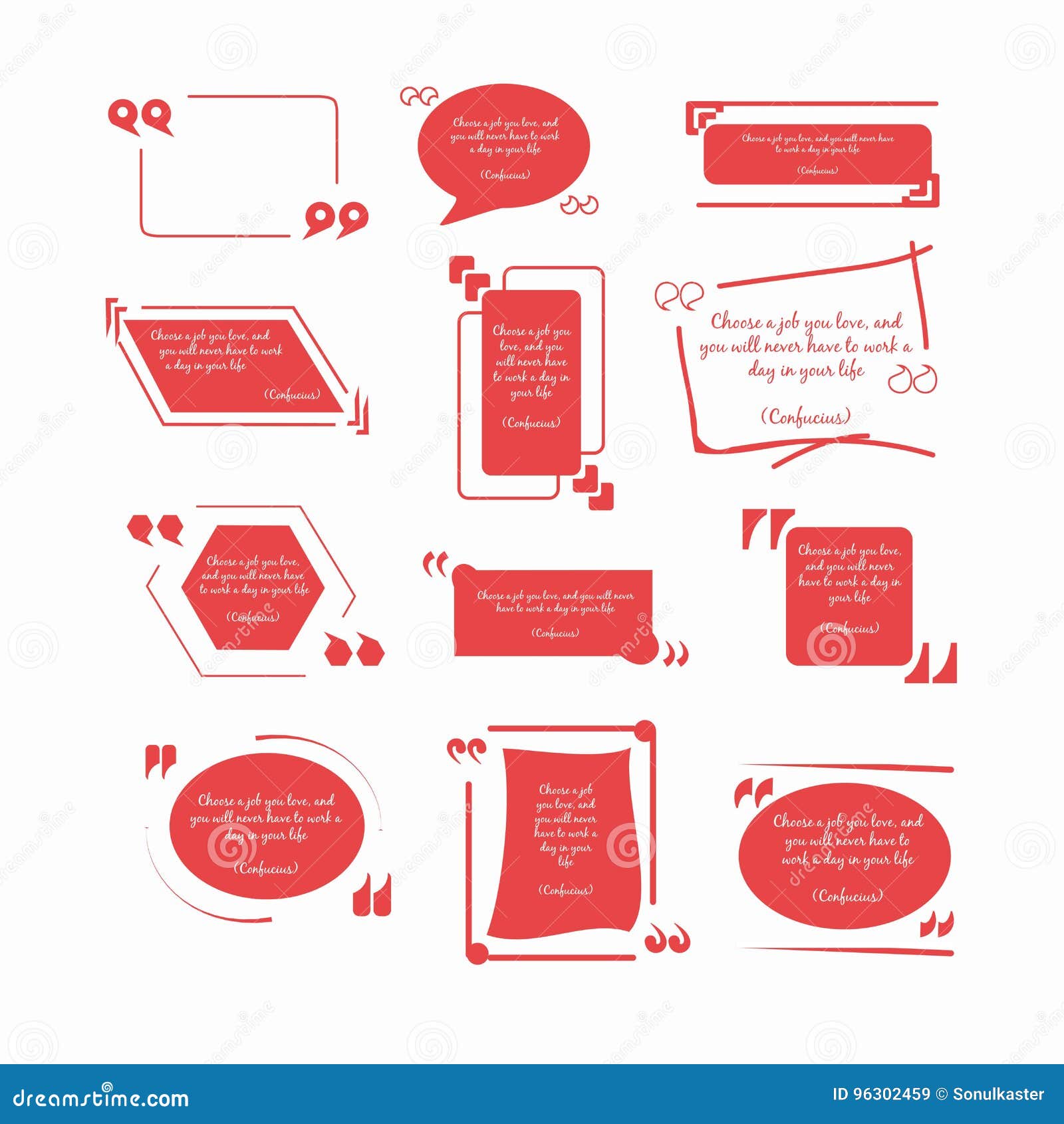 Confucius Quotations In Red Frames With Inverted Commas Cartoon Vector ...