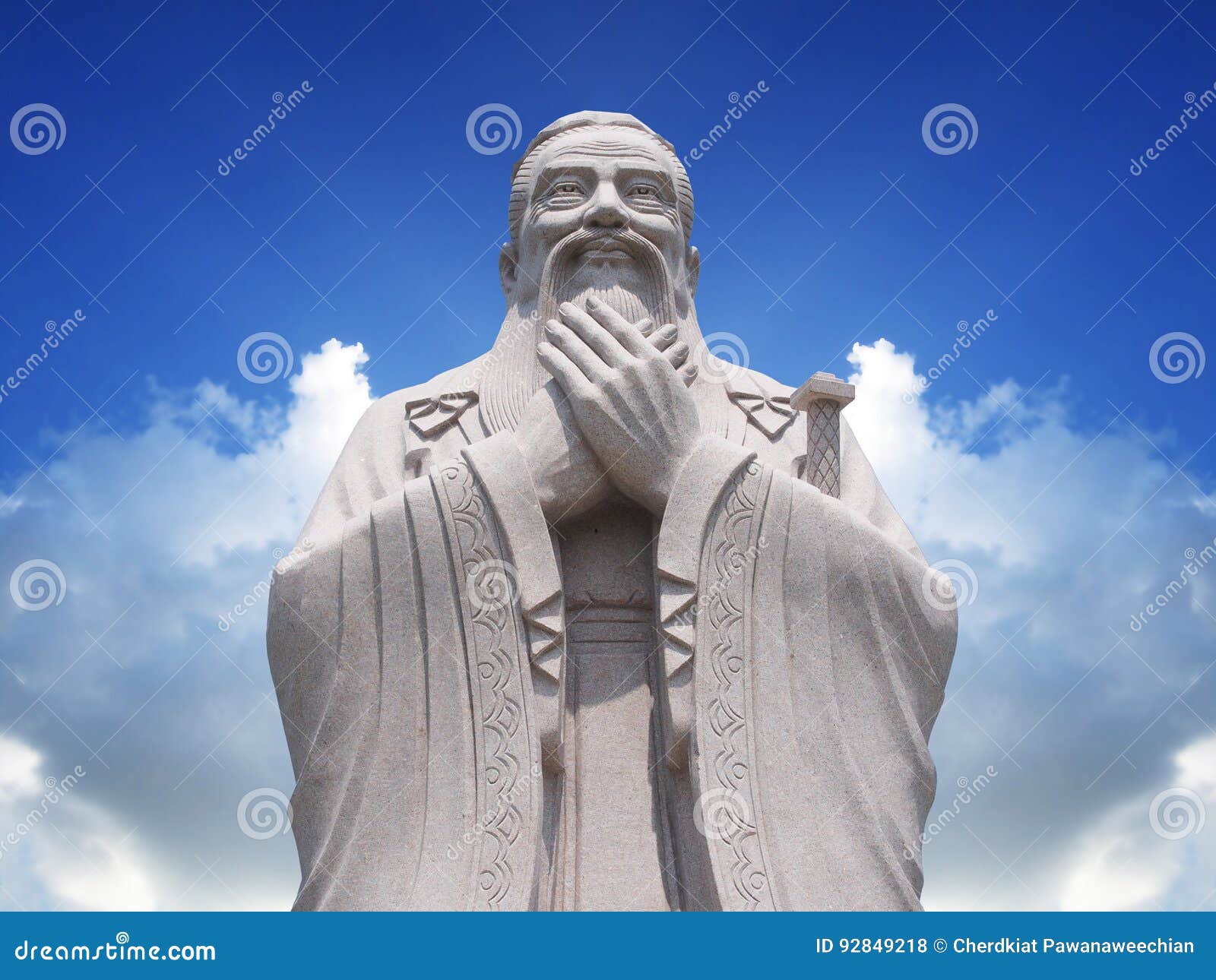 Confucius Statue with Sky Background Stock Photo - Image of tourism ...