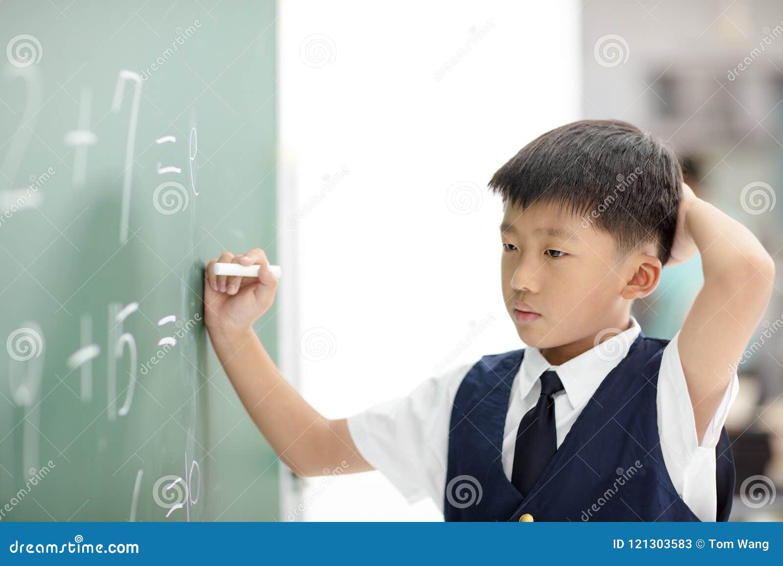 Confuse Schoolboy Try To Answer Question Stock Image - Image of confuse ...