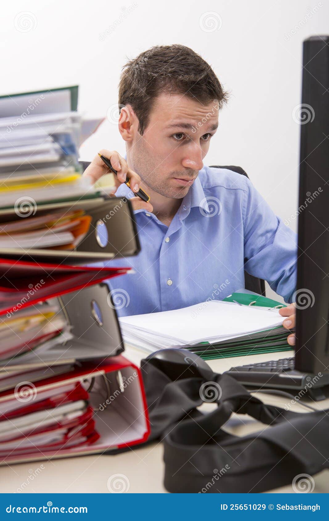 Confused Accountant at Work Stock Image - Image of overworked, office ...