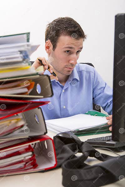 Confused Accountant at Work Stock Image - Image of overworked, office ...
