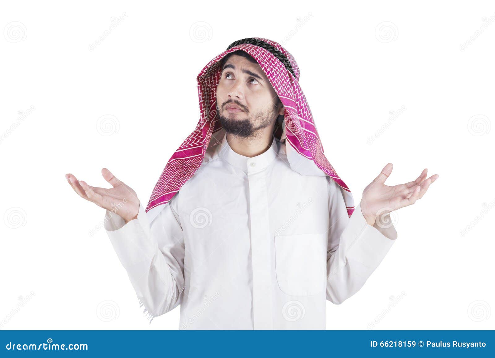 Confused Arabic Person in Studio Stock Image - Image of clothes, hands ...