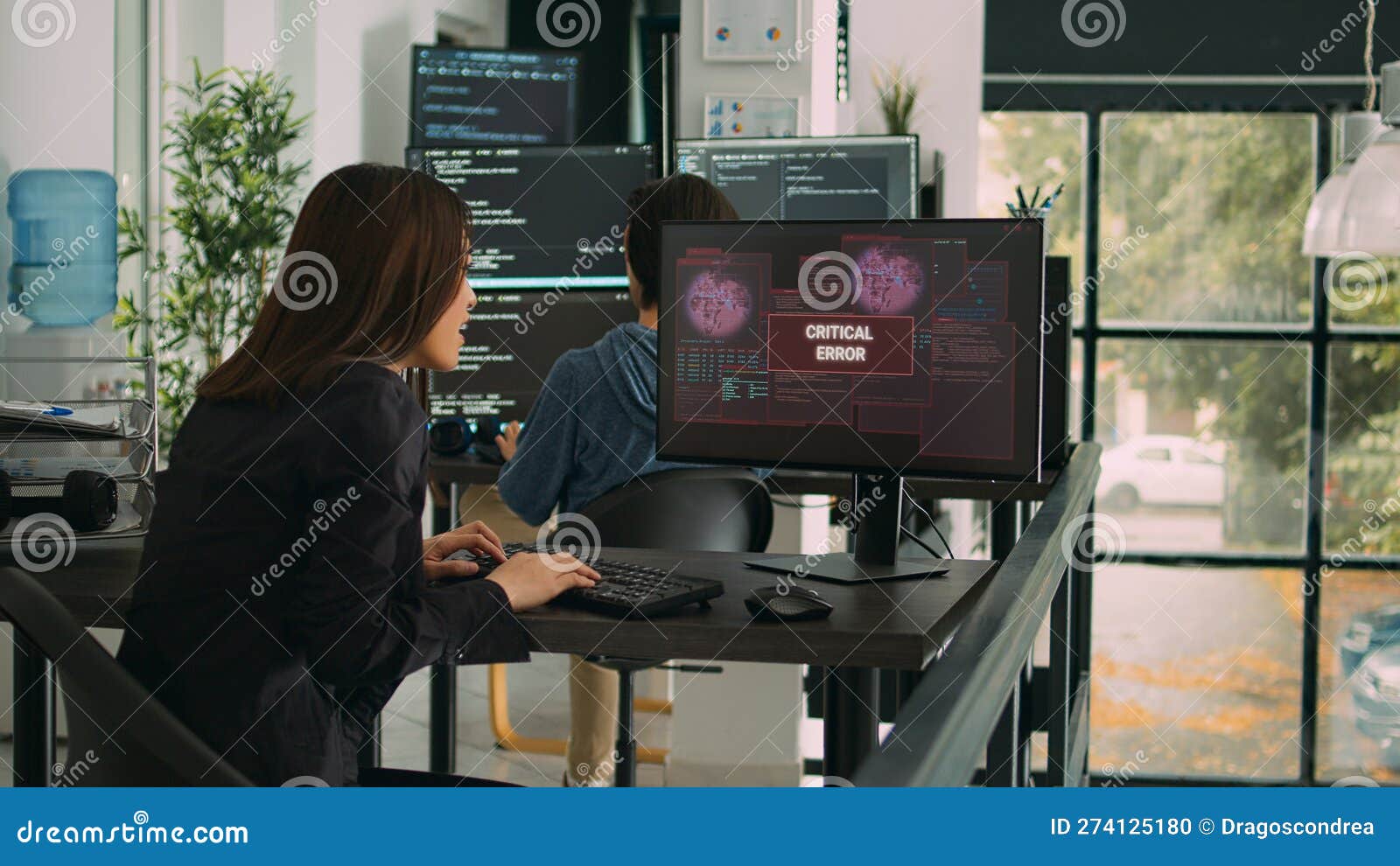 Confused Asian Engineer Having it System Hacked on Computer Stock Photo ...