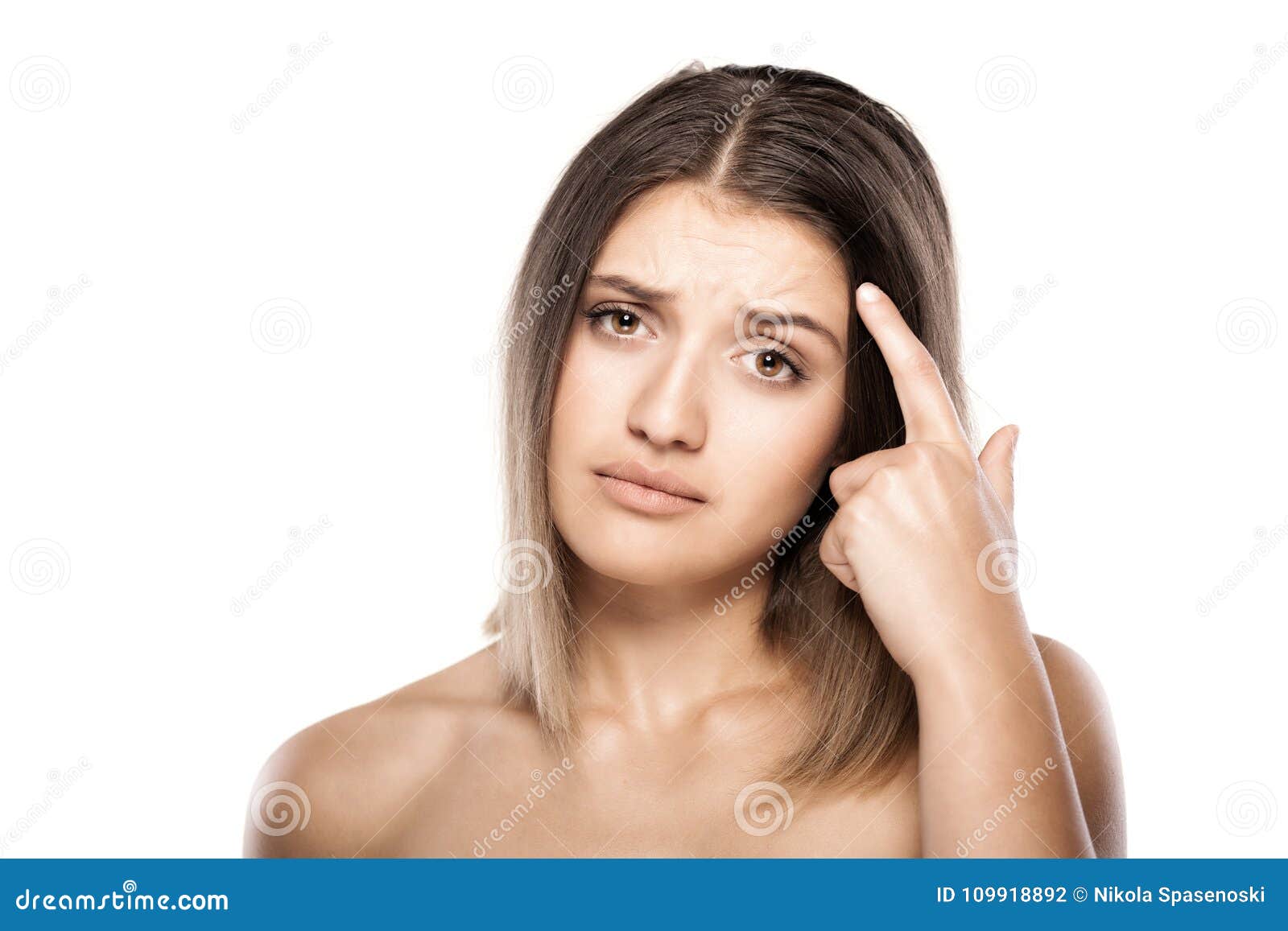 Confused Beautiful Girl Thinking Stock Photo - Image of cute, face ...