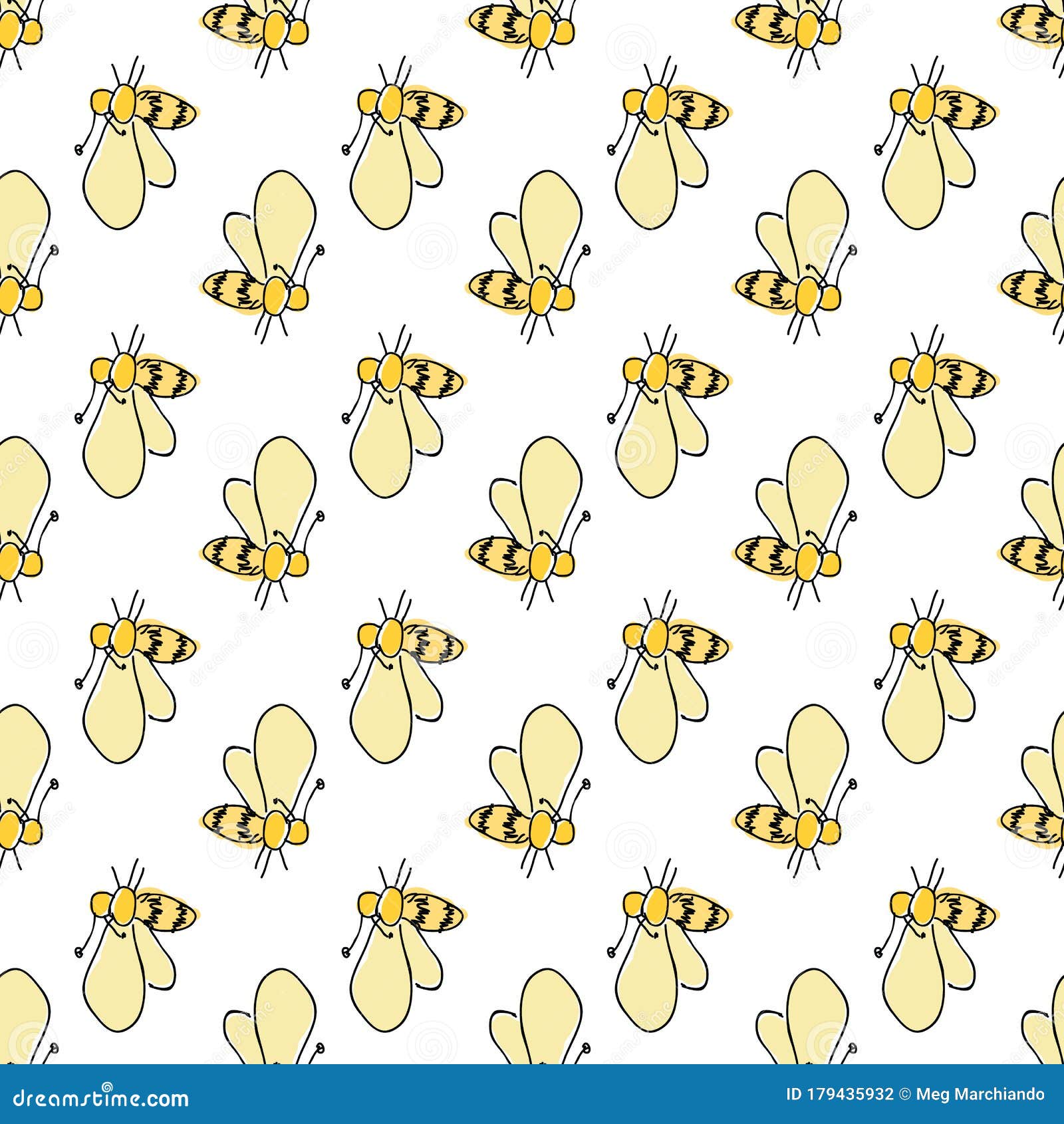 Confused Bees in Flight Seamless Vector Repeat on White Background ...