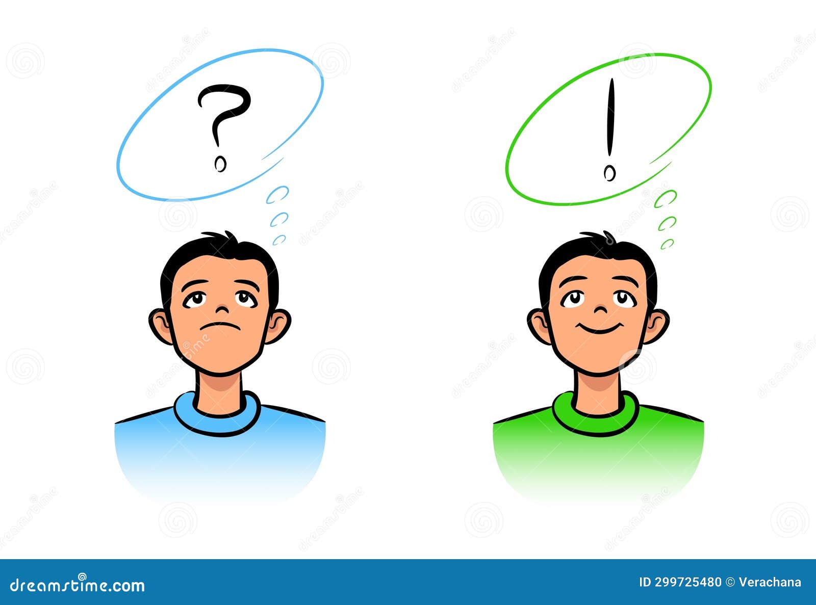 Confused Boy and Boy Finding the Answer Stock Illustration ...