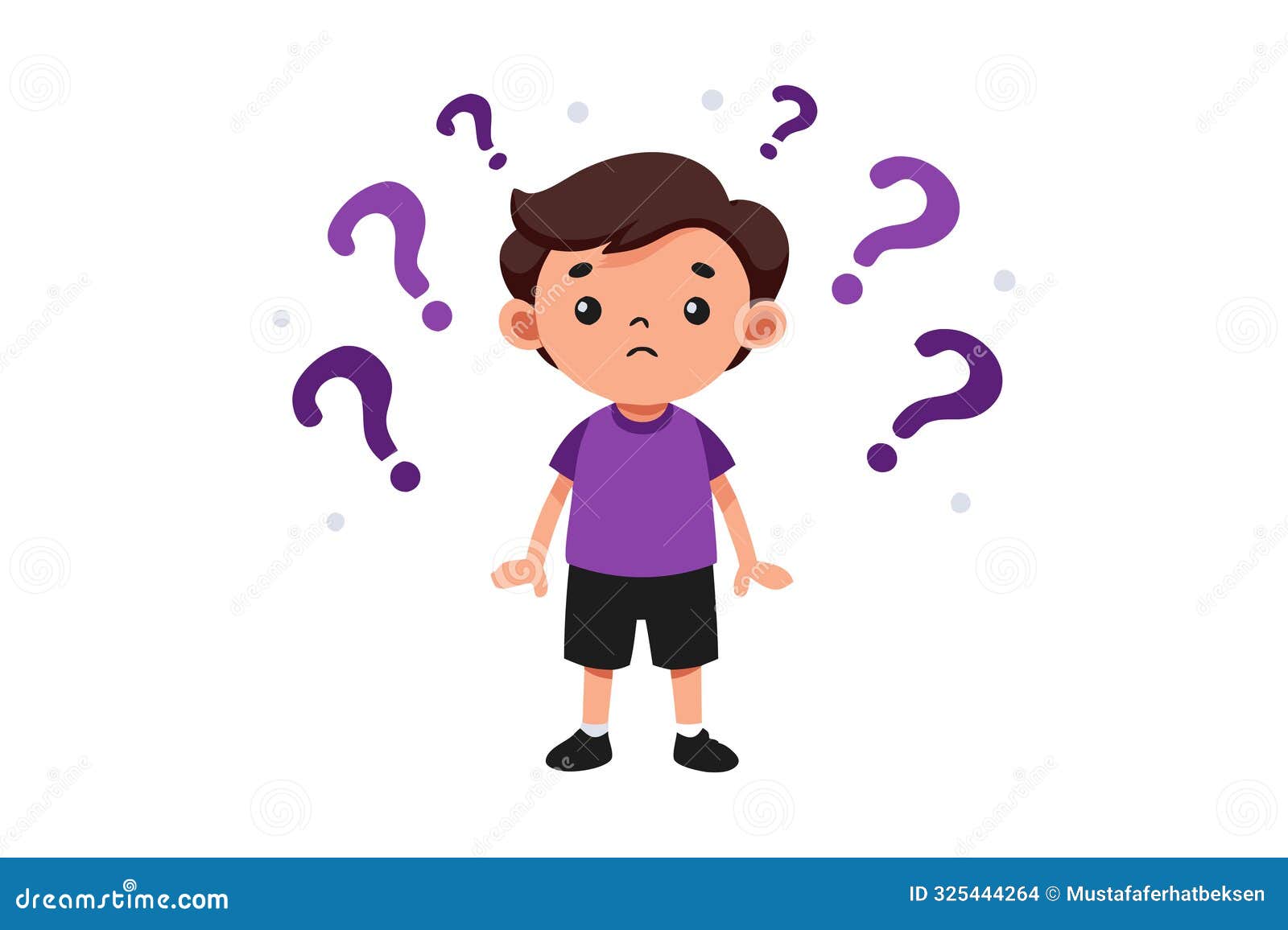Confused Boy Surrounded by Question Marks on Transparent Background ...