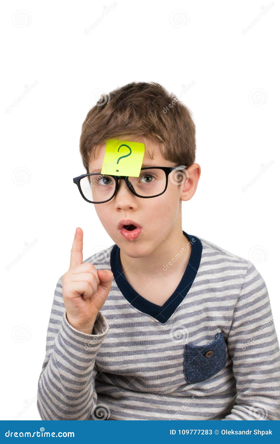 Confused Boy Thinking with Question Mark on Sticky Note on Forehead ...