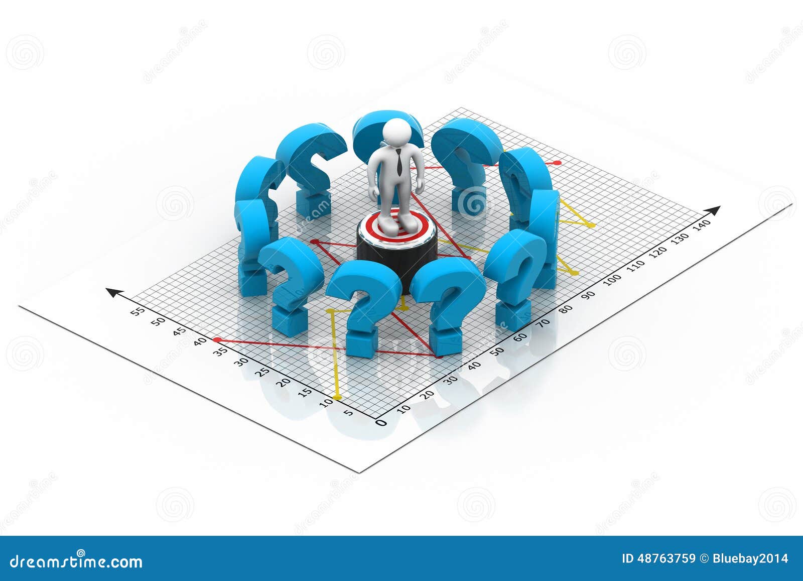 Confused Business Man Standing Back Looking At Target Aim Question Mark ...