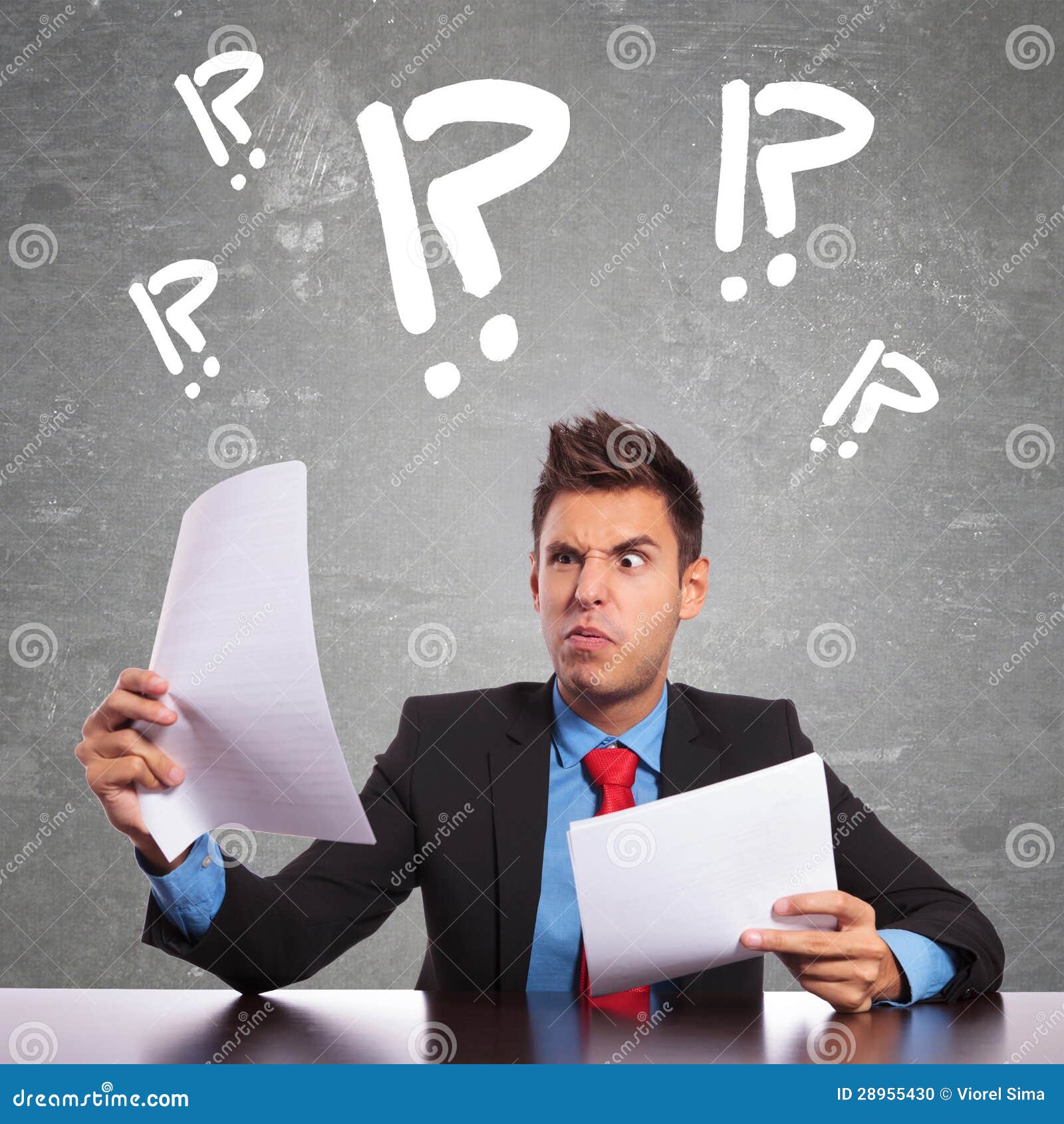 Confused Business Man Reading Documents Stock Photo - Image of earn ...