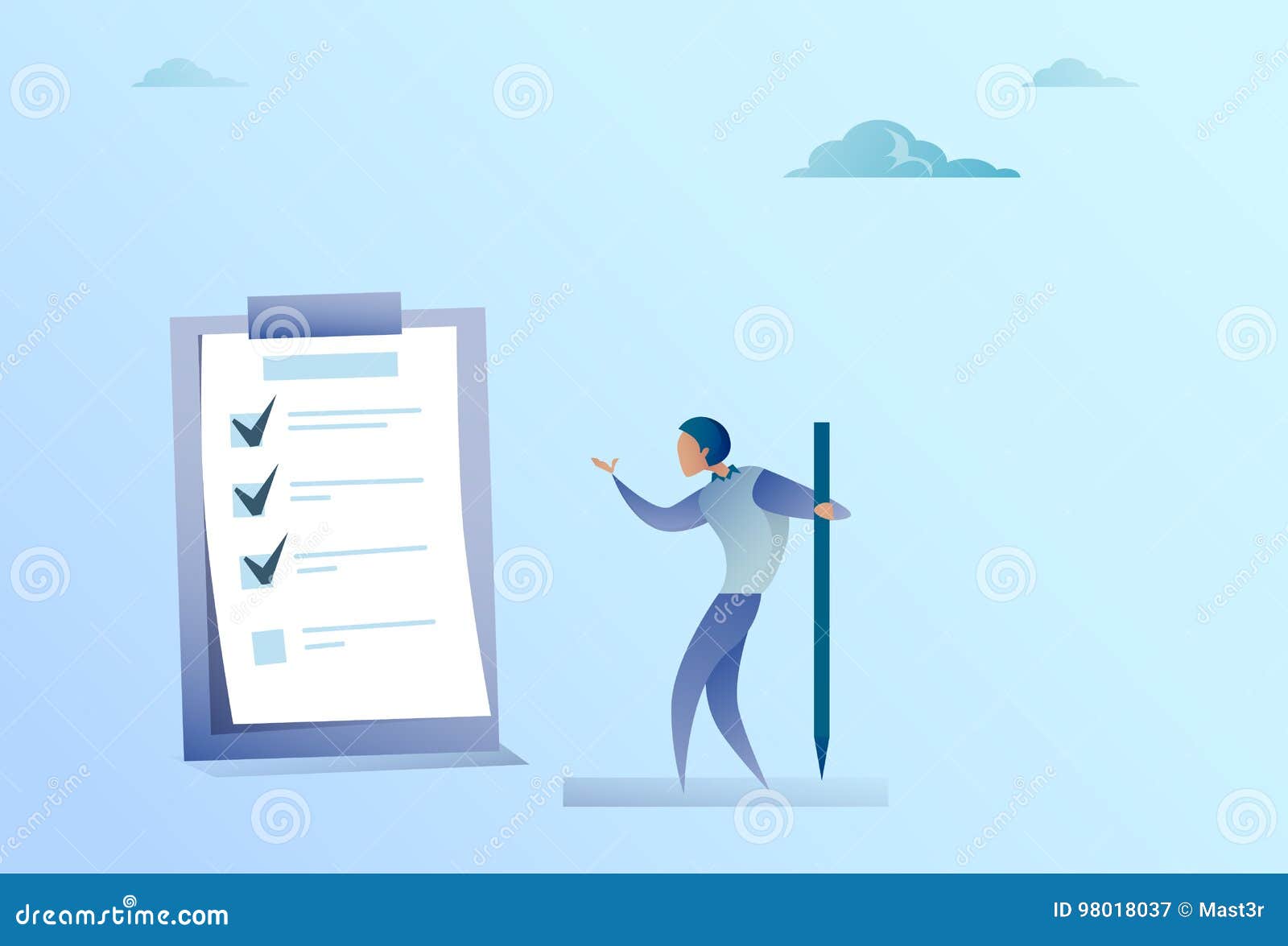 Confused Business Man Standing Looking at Check List Think Problem ...