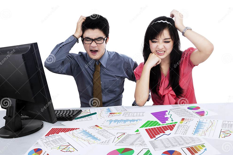Confused Business Team Analyzing Business Chart Stock Image - Image of ...