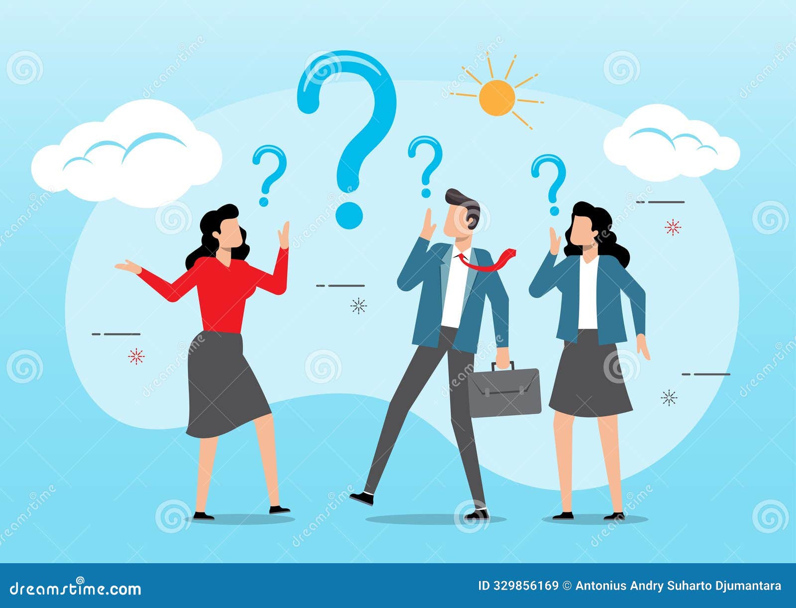 Confused Business Team Finding Answer or Solution To Solve Problem ...