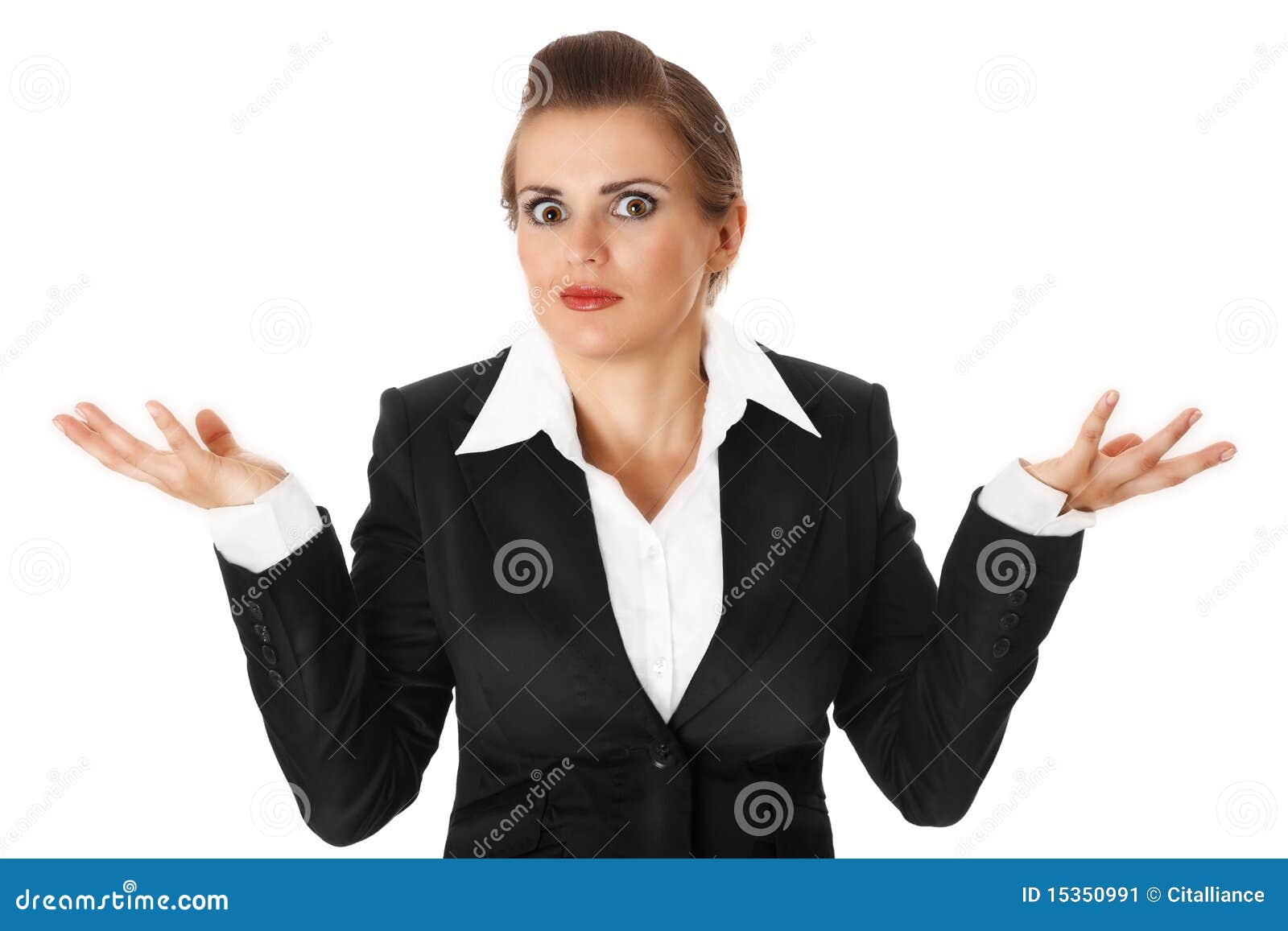 Confused business woman stock image. Image of suit, hair - 15350991