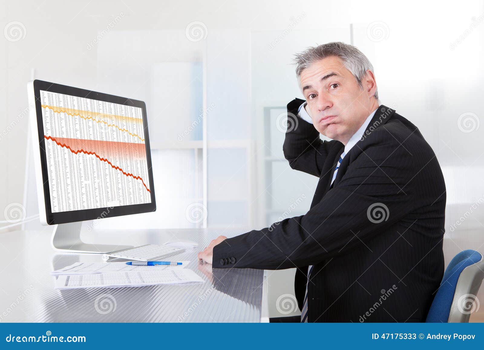 Confused Businessman with Computer Stock Image - Image of ...