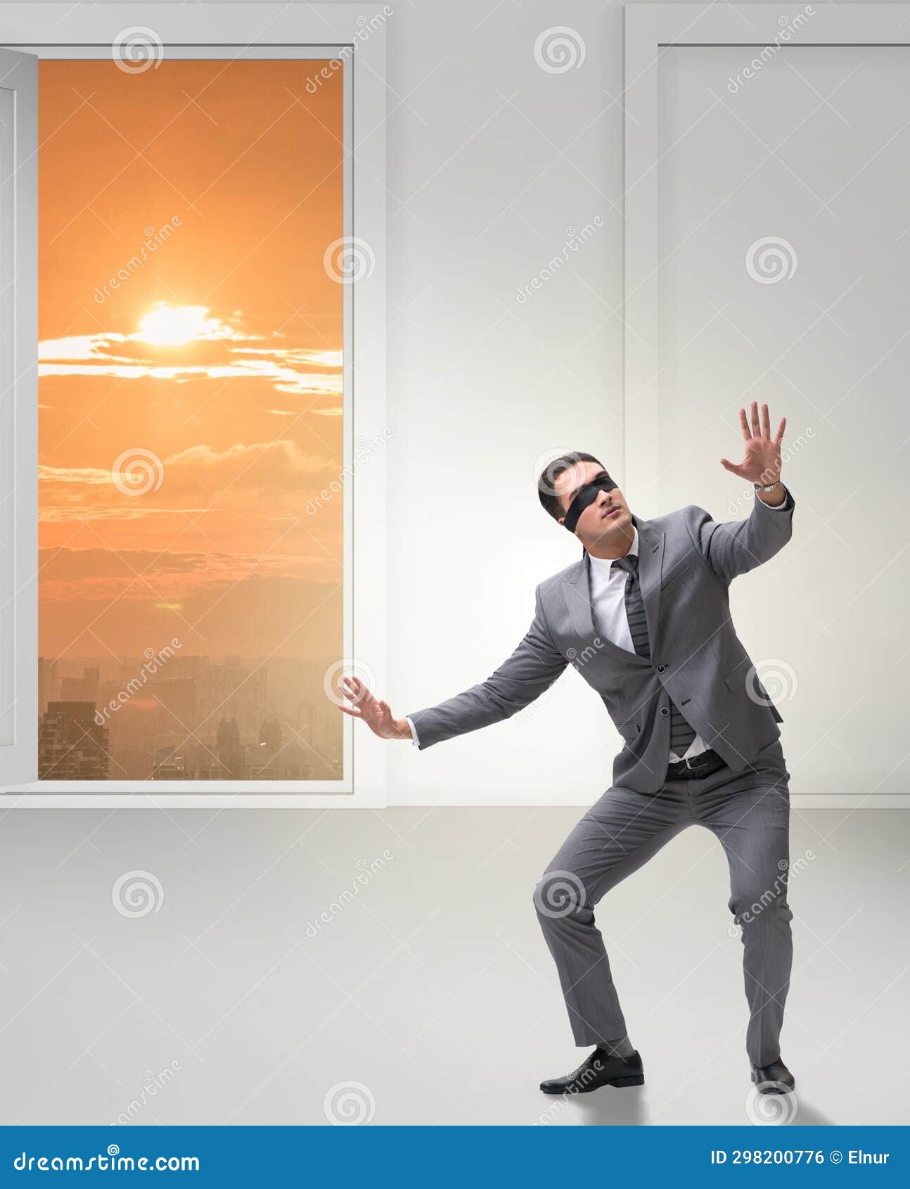 Confused Businessman in Front of Doors Stock Photo - Image of confused ...