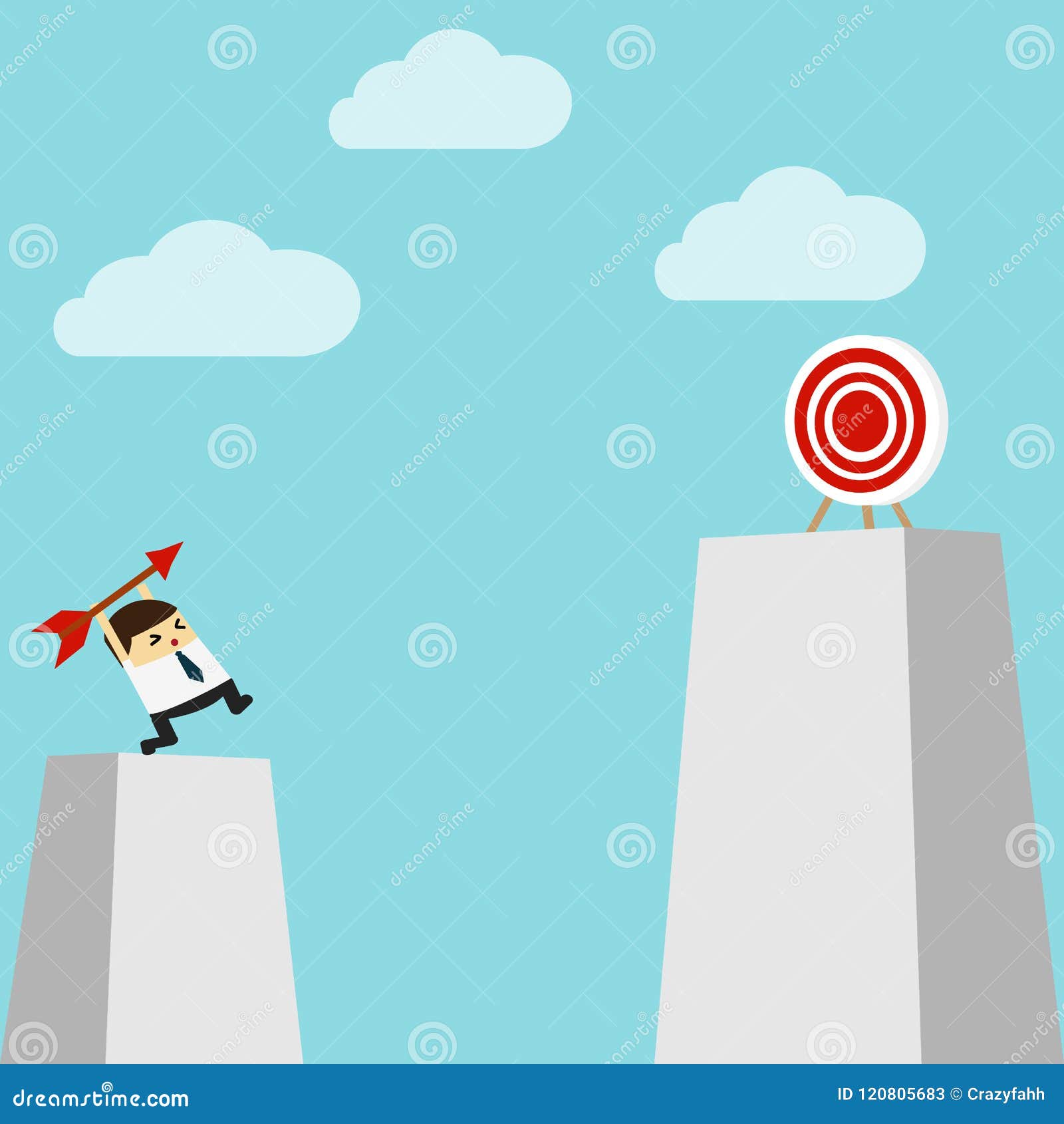 Confused Businessman Look for Target in Wrong Direction. Stock ...