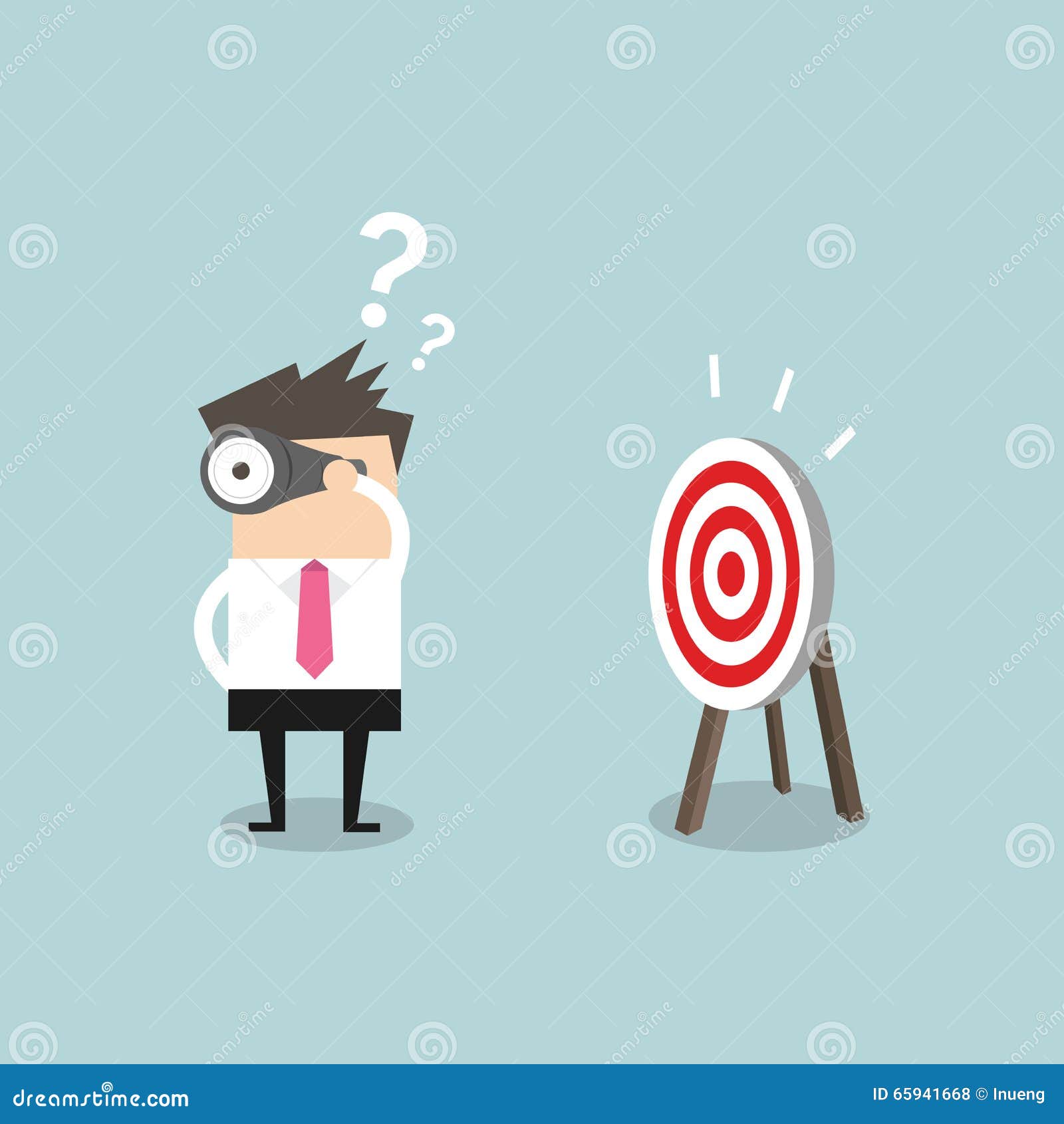 Confused Businessman Look For Target In Wrong Direction Stock Vector