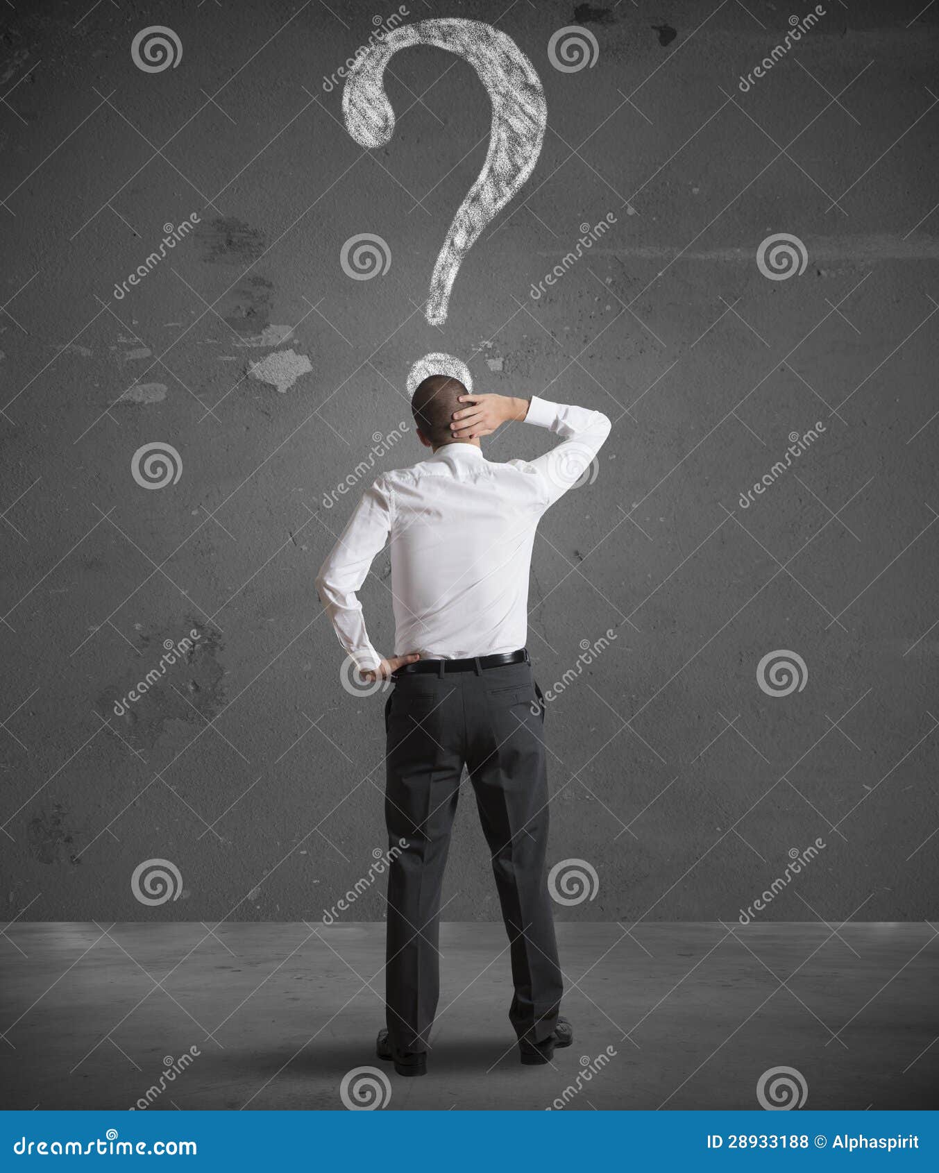 Confused Businessman Looking at Question Mark Stock Photo - Image of ...