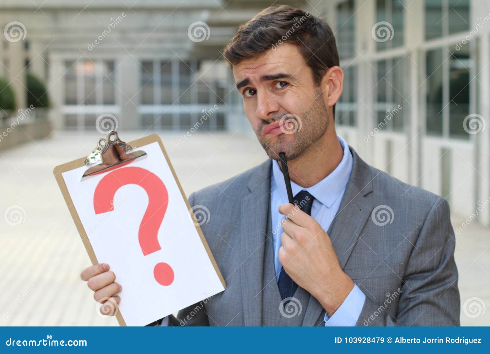 Confused Businessman with a Major Question Stock Image - Image of face ...