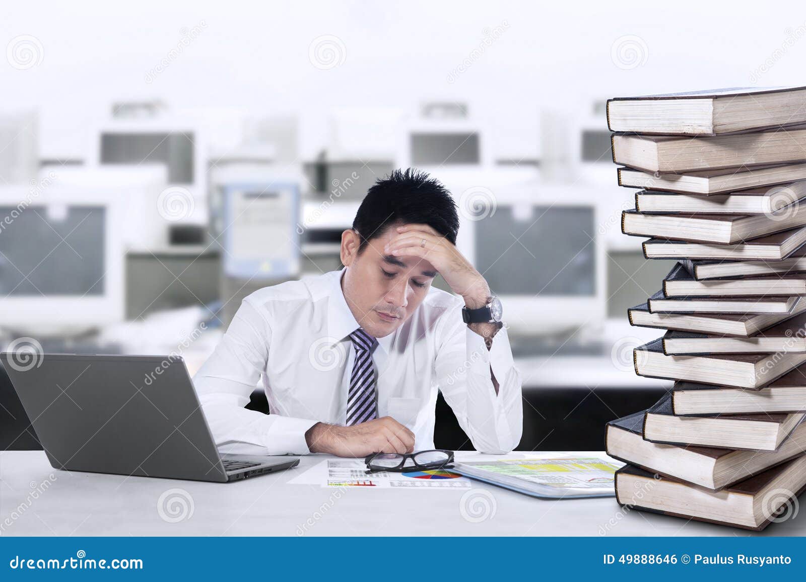 Confused Businessman Overworked Stock Photo - Image of male, human ...