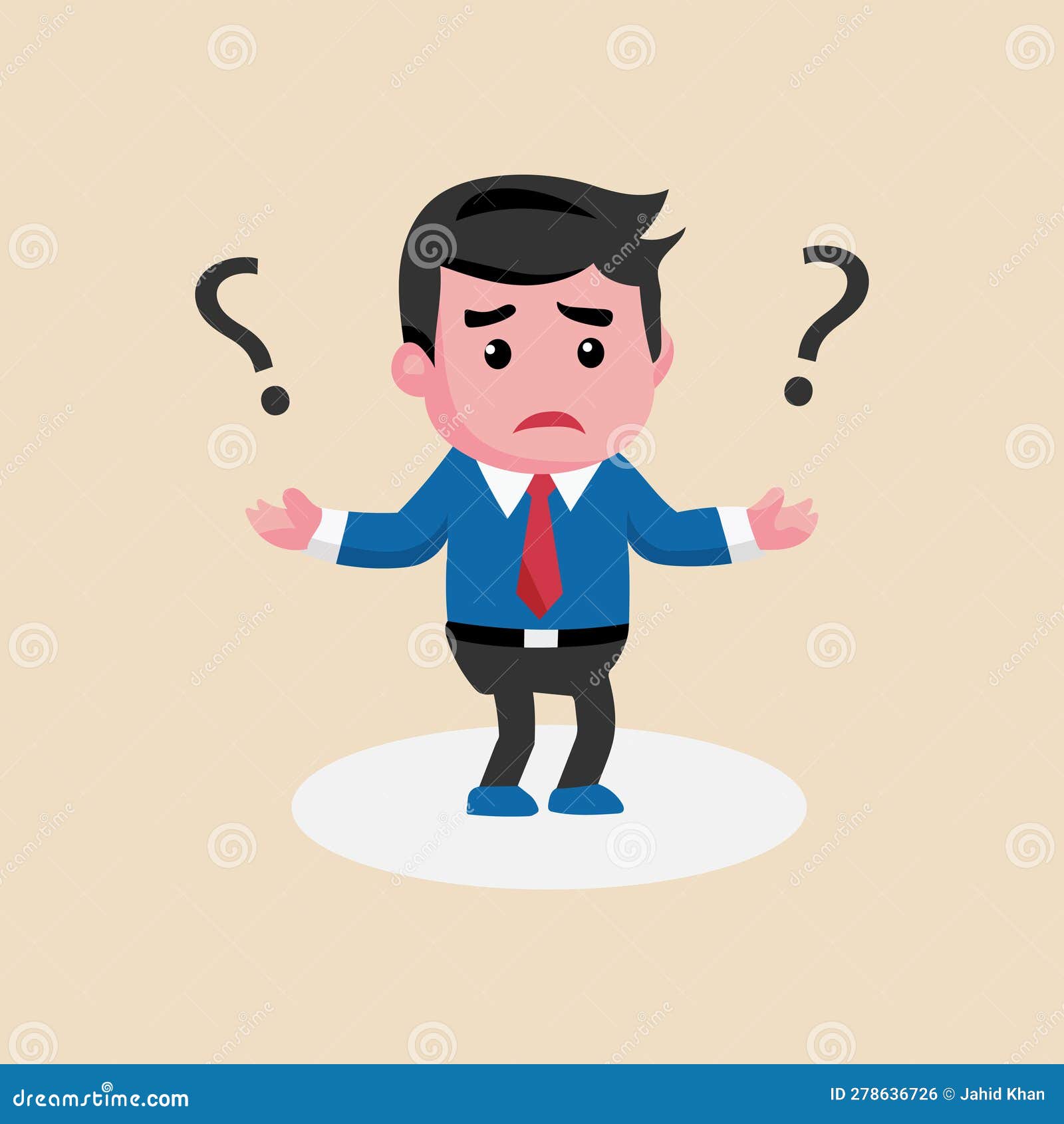 Confused Businessman is Thinking with Question Mark. Doubtful ...