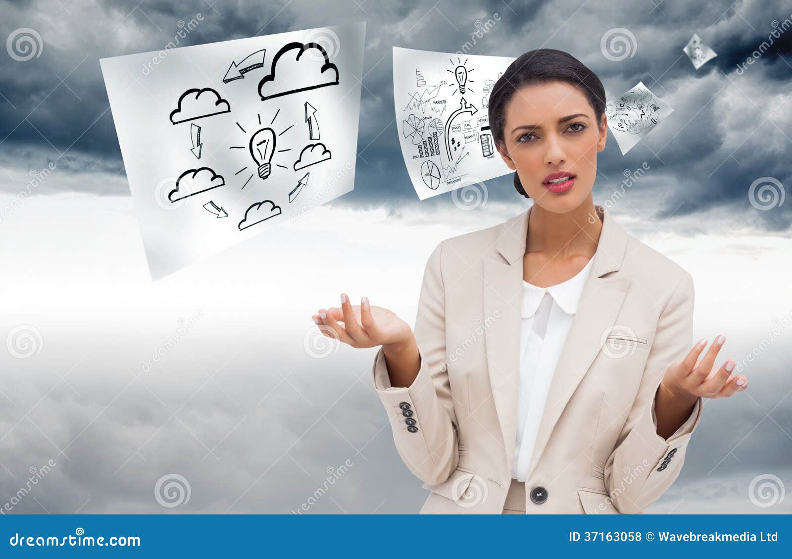 Confused Businesswoman Standing Stock Photo - Image of women ...