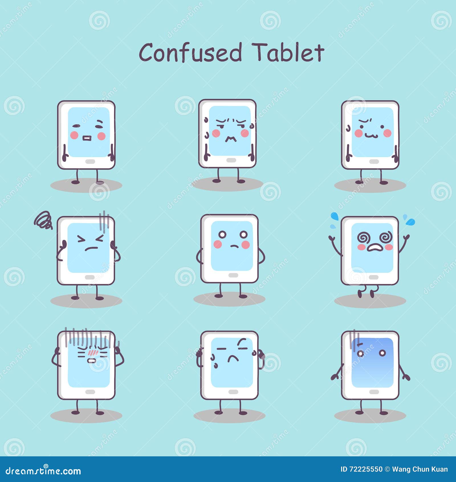 Confused Cartoon Digital Tablet Pc Stock Vector - Illustration of ...