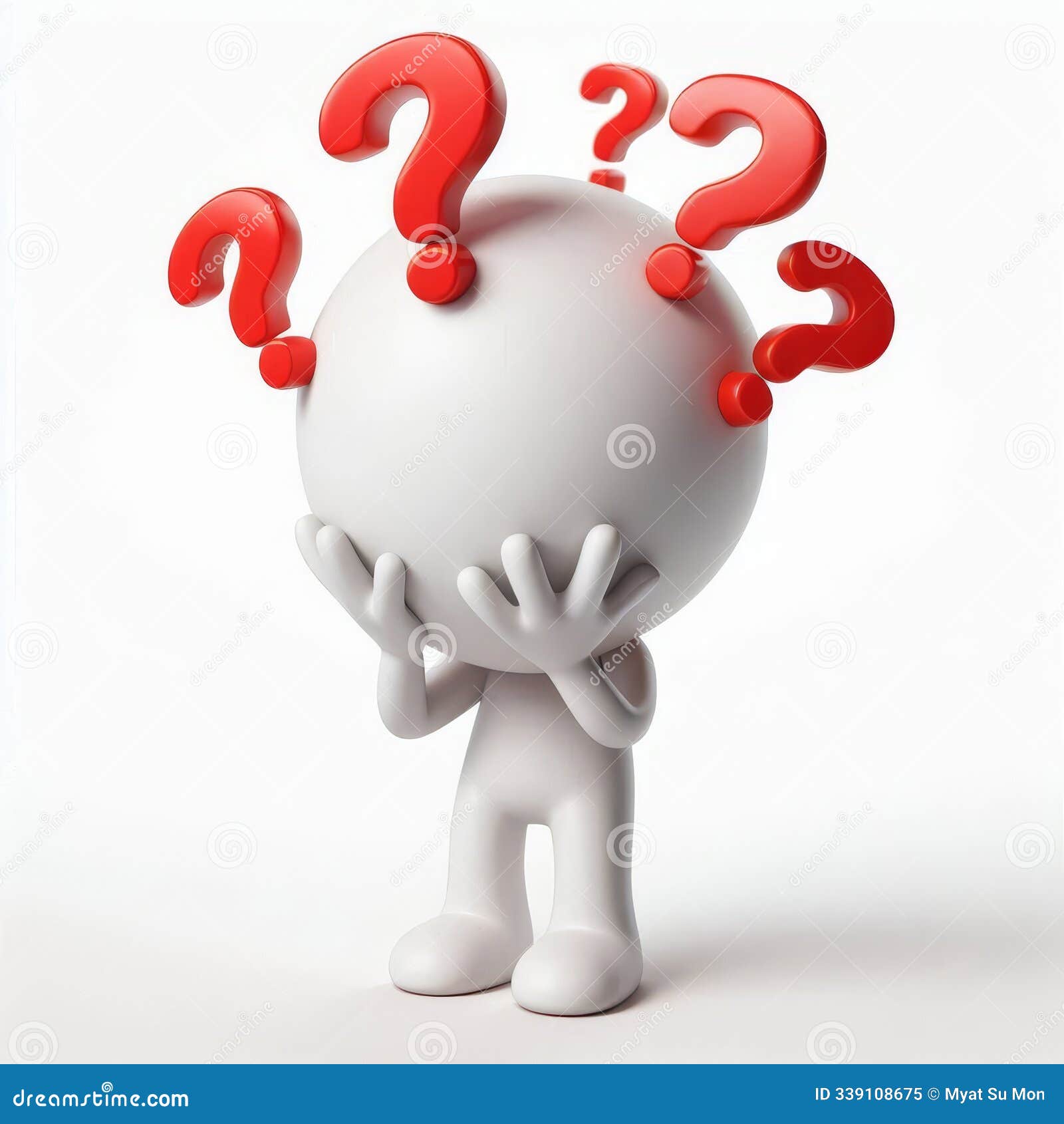 A Confused Character with Question Marks Around Its Head Stock ...