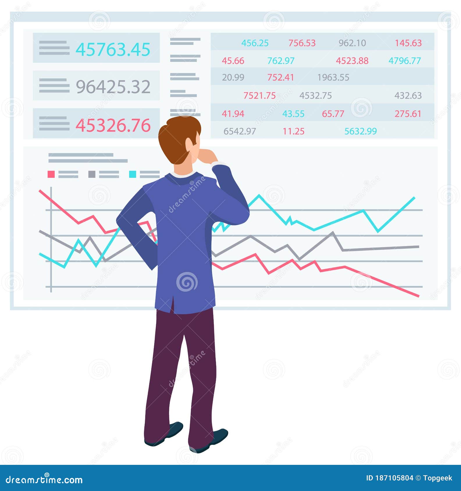 Businessman Looking at Charts Data on Board Vector Stock Vector ...