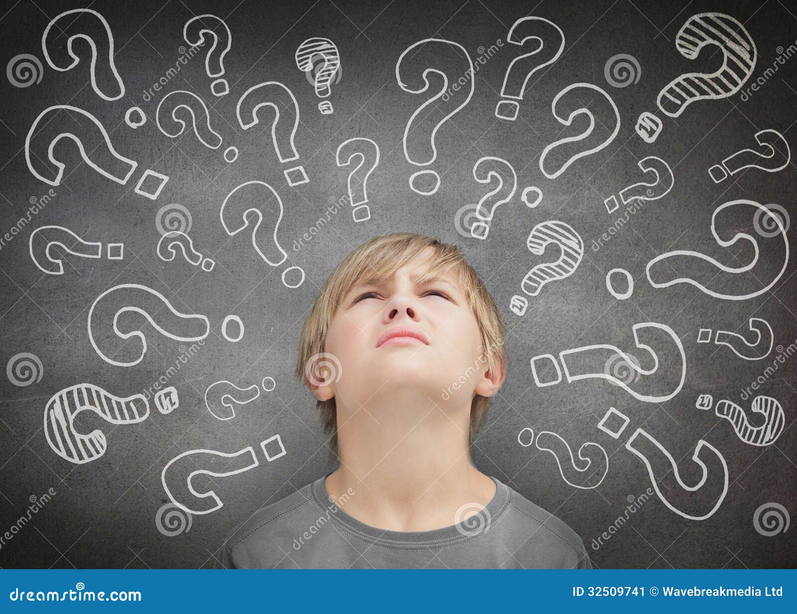 Confused child thinking stock image. Image of digitally - 32509741